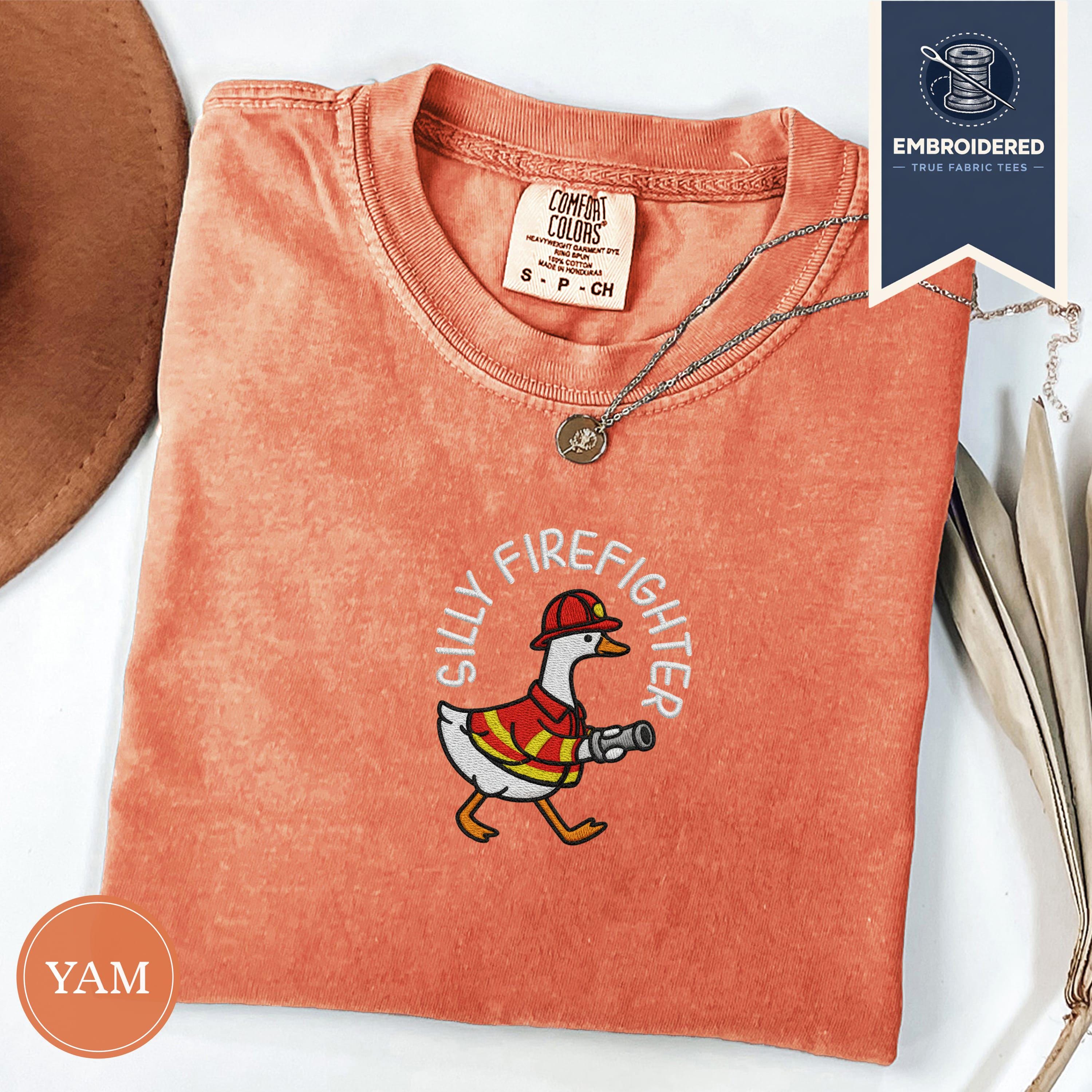 Embroidered Silly Firefighter Goose Shirt, Funny First Responder Gift ...