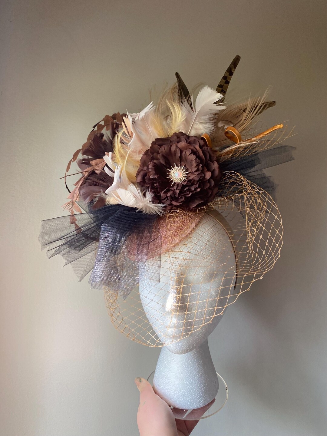 Anise - Brown Derby Hat Fascinator Vintage Aesthetic - Etsy