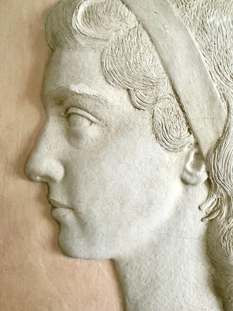 Vintage Concrete Relief Portrait Plaque | Classical Female Bust Wall ...
