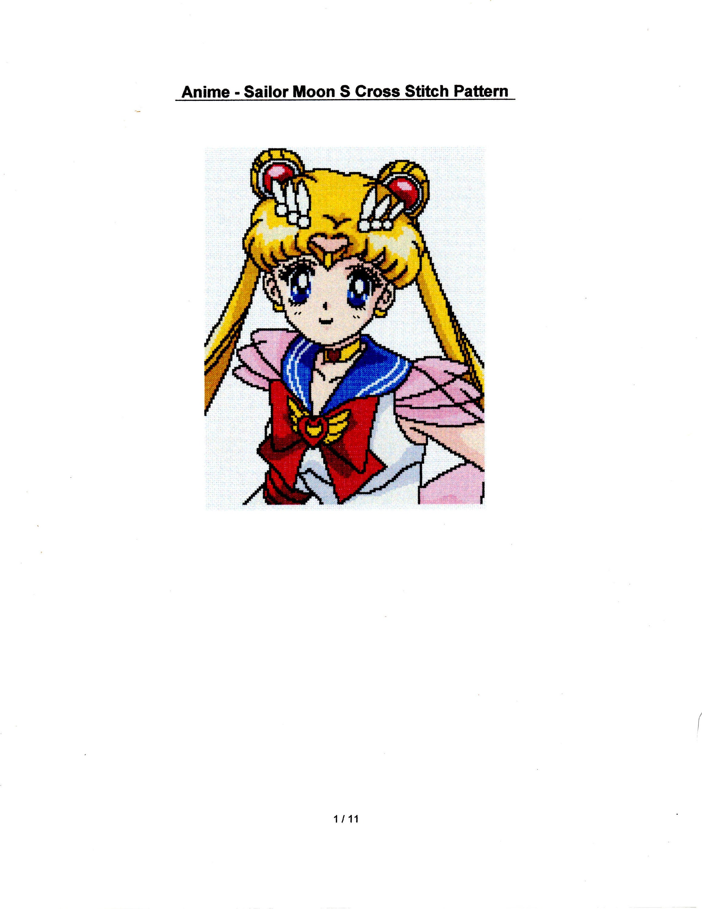 PDF FILE ONLY - Anime Cross Stitch Pattern Sailor Moon Sailor Mars ...