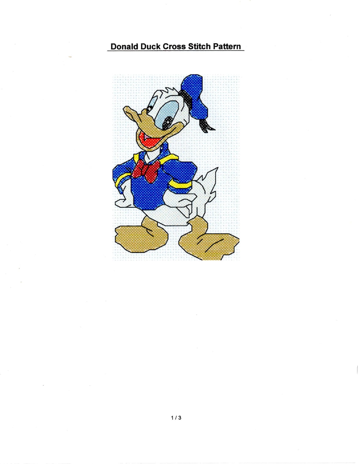 Donald Duck Cross Stitch Pattern PDF FILE ONLY - Etsy