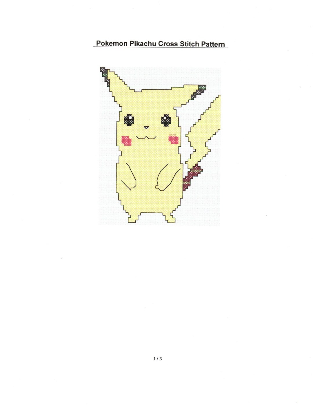 Pokemon Pikachu Cross Stitch Pattern PDF FILE ONLY - Etsy