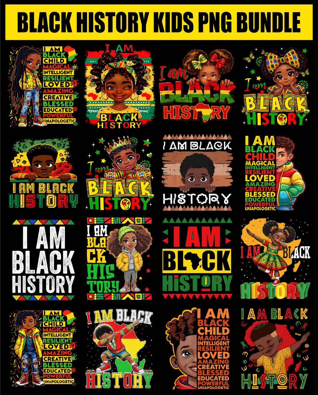 I Am Black History Month Boys Girls Kids African American Pride Png, I ...