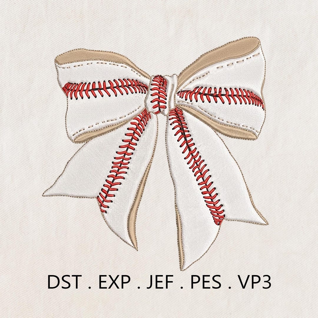 Baseball Coquette Bow Embroidery Design, Embroidered Bow File, Game Day ...