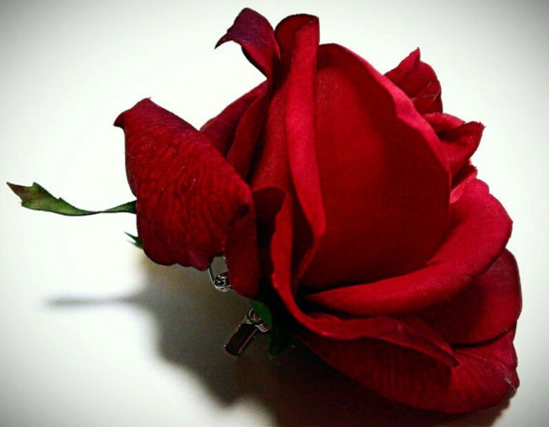 Salina red rose hair clip red rose rose hair clip lifelike | Etsy