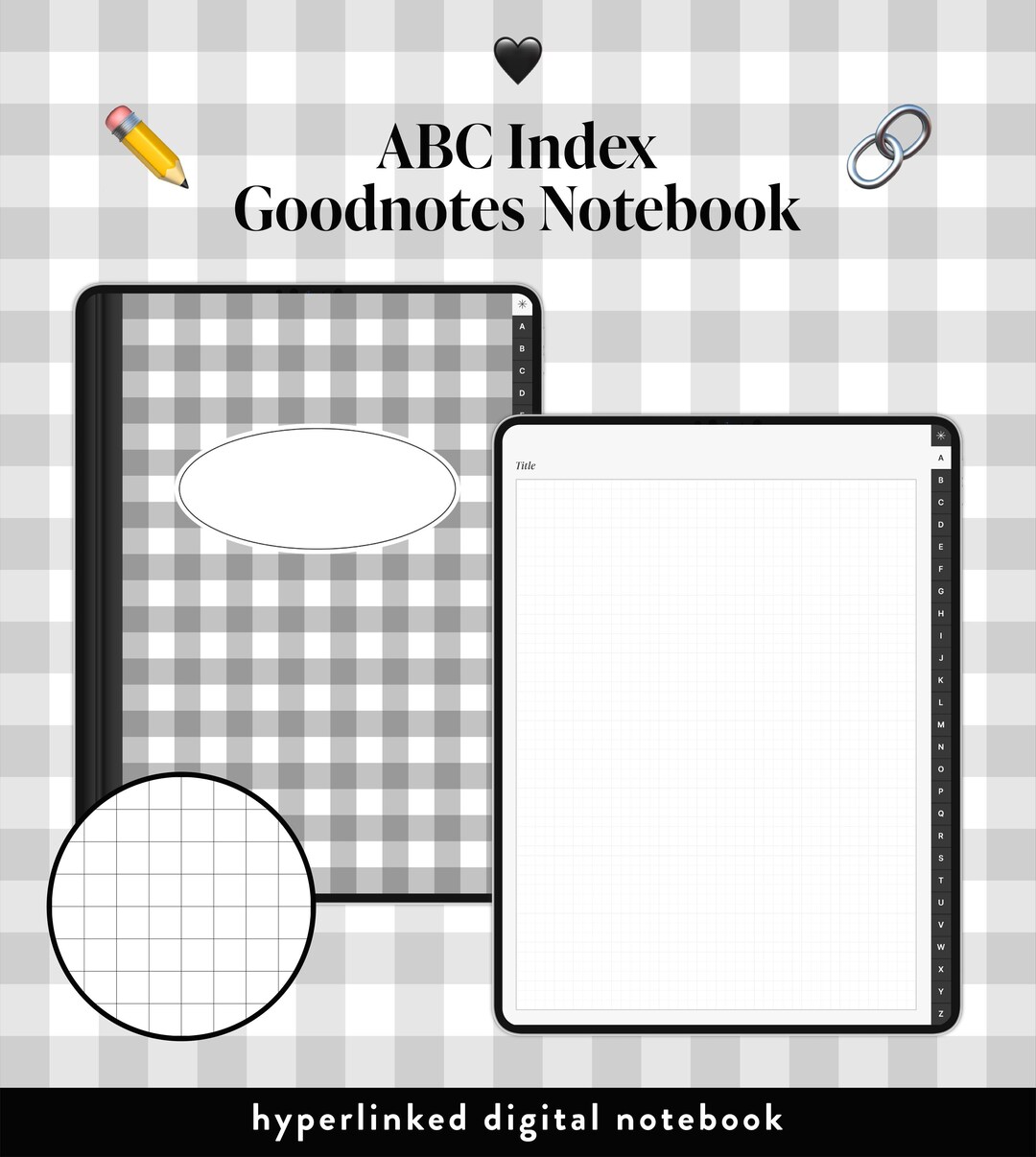 Goodnotes Grid Notebook Template • ABC Index • 3-pack • Portrait ...