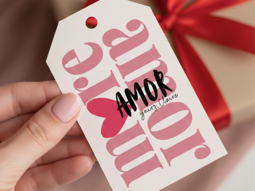 Valentine’s Day Printable Gift Tag, Amor Design, Digital Download - Etsy