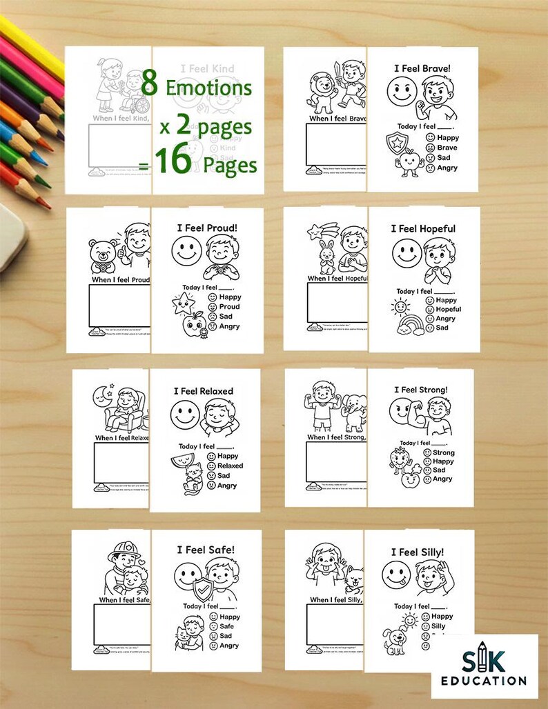 Feelings Coloring Pages for Kids | Emotional Learning, Series 3 ...