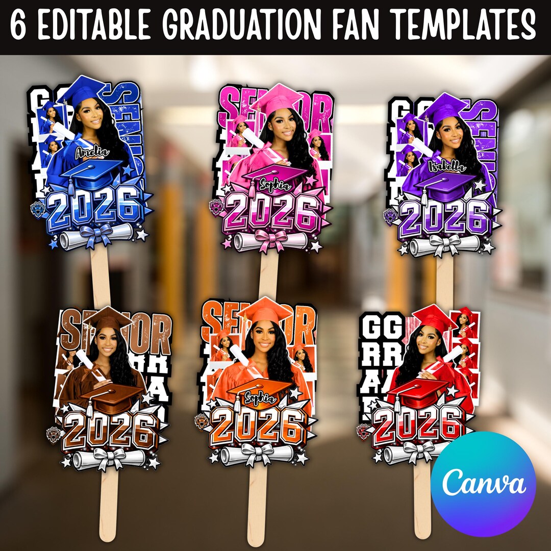 Editable Graduation Fan Templates, Grad Fan 2026, Class of 2026 ...