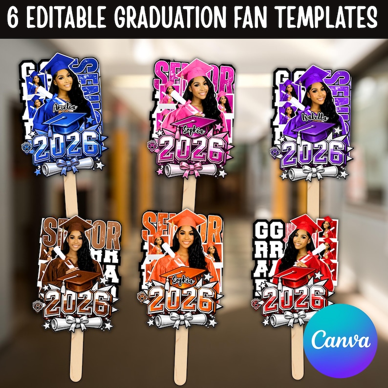 Editable Graduation Fan Templates, Grad Fan 2026, Class of 2026 ...