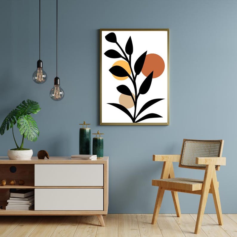 Abstract Botanical Leaf Print | Minimalist Wall Art (digital Download ...
