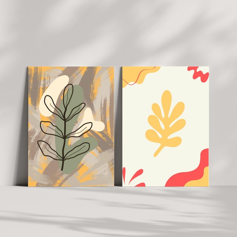 Modern Boho Leaf Wall Art Abstract Leaf Wall Art Printable | Minimal ...