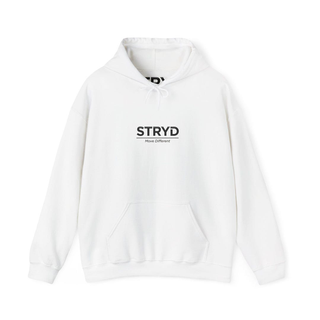 STRYD Logo Hoodie | Minimal Athletic Pullover, White Logo Sweatshirt - Etsy
