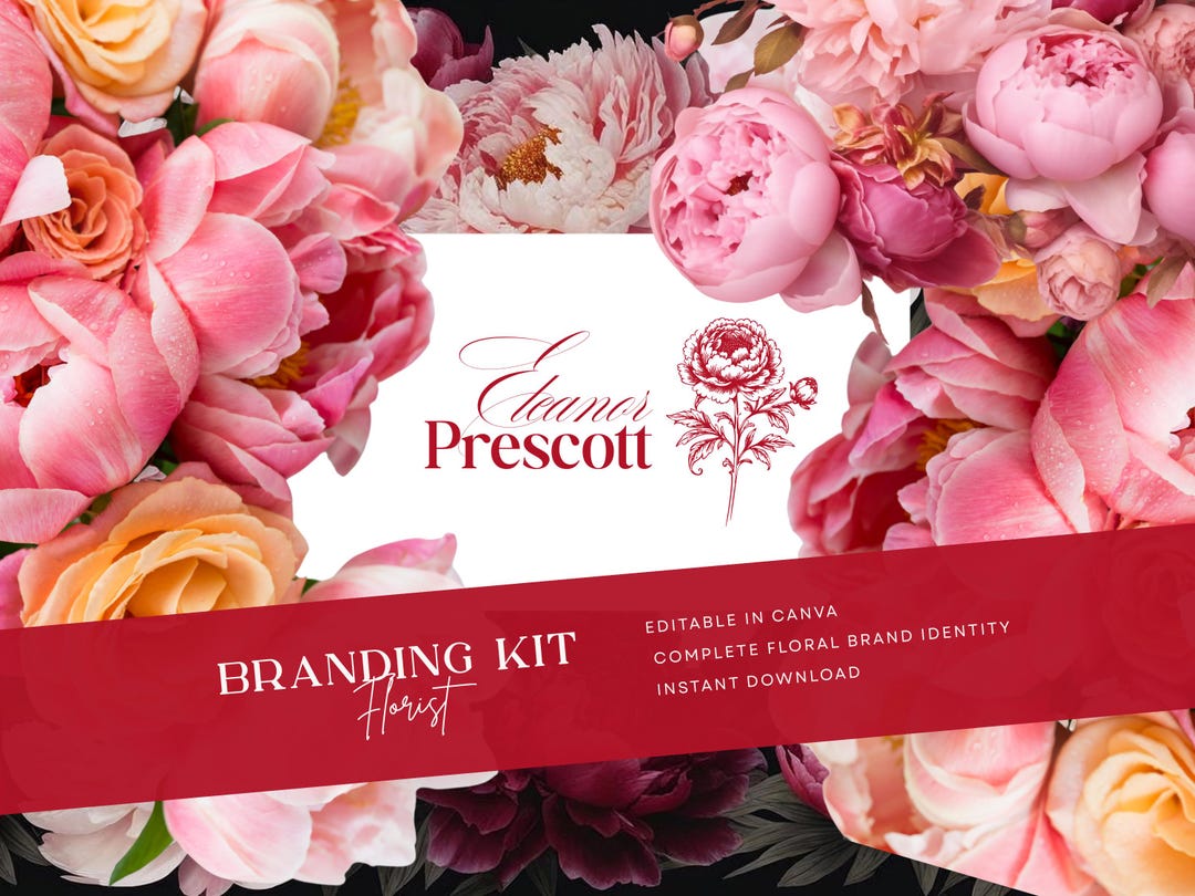 Florist Branding Kit Canva Template | Flower Shop Logo & Instagram ...