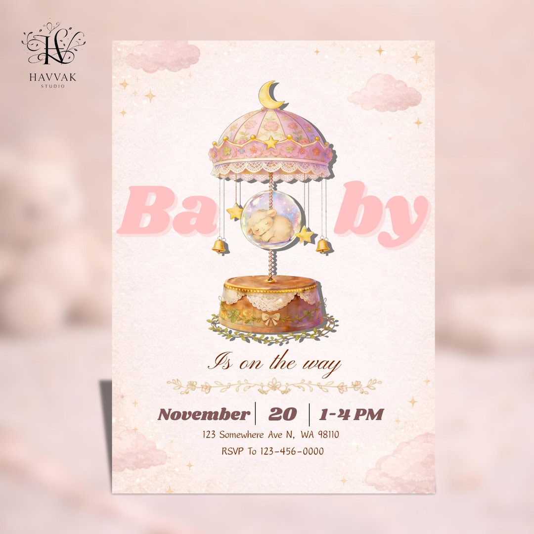 Editable Carousel Baby Shower Invitation,bubby Babyshower Invite ...