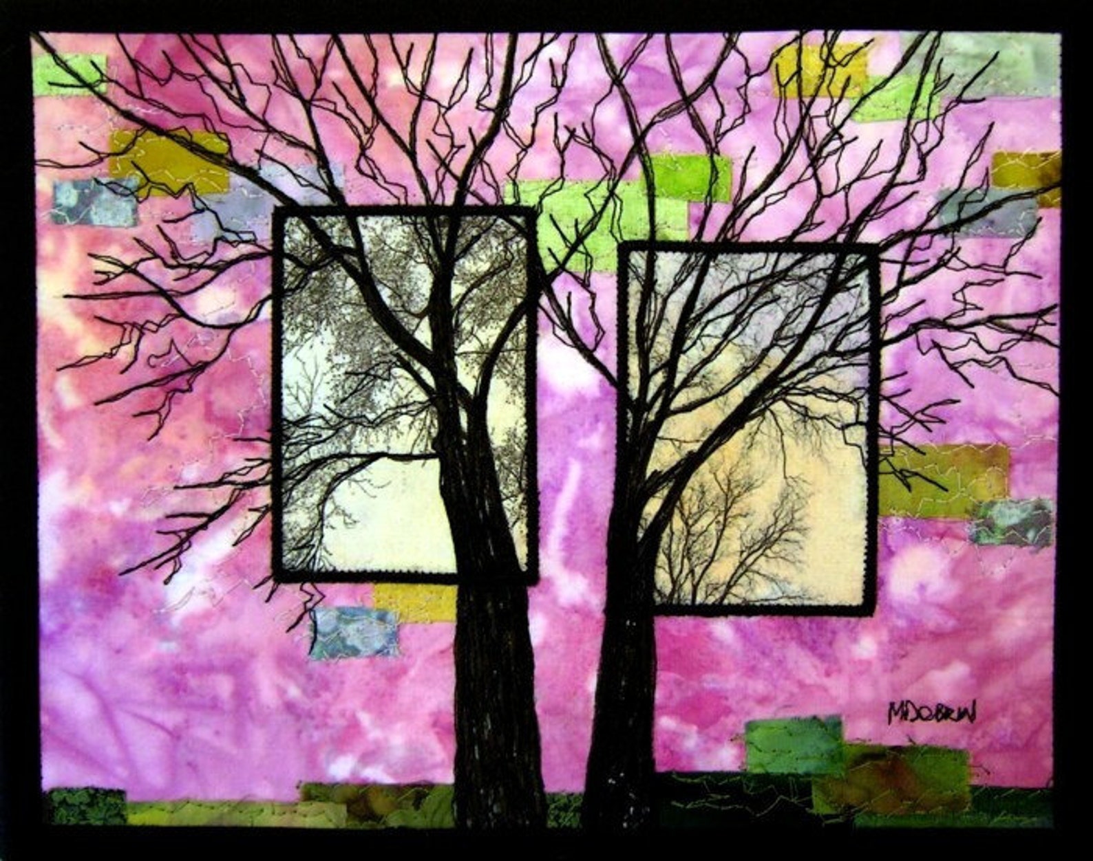 Quilted Fiber Art Tree Photos Printed On Fabric Appliqued Etsy