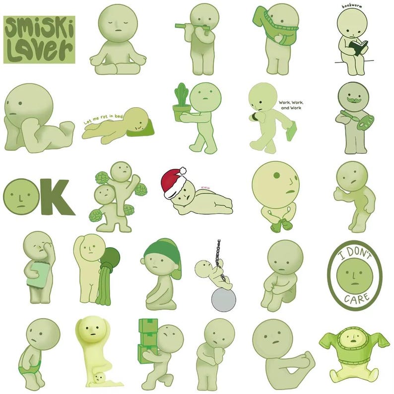 Smiski Stickers Pack, Waterproof Vinyl Art, Glow in Dark, Laptop Water ...