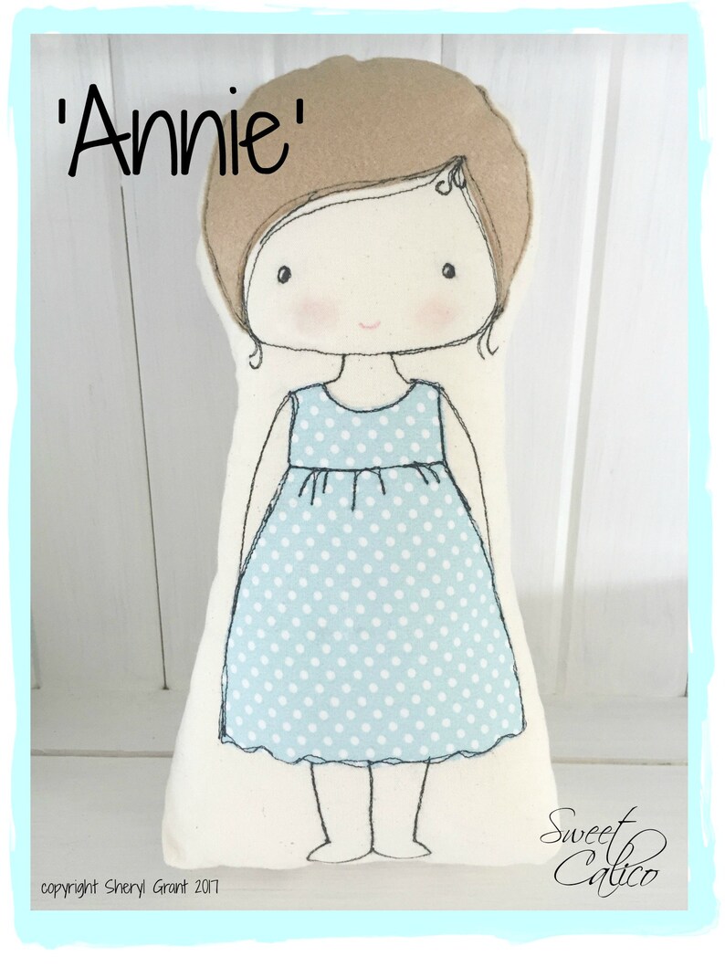 Annie Cloth Doll Sewing Pattern, Freemotion Embroidery (PDF Pattern) - Etsy