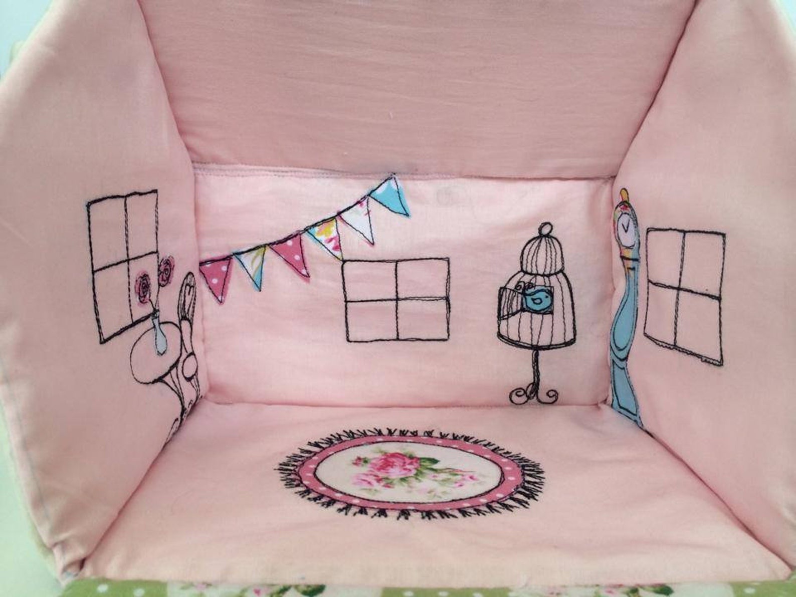 Pattern to Sew a Fabric Fold Out Cottage, Freemotion Embroidery and ...