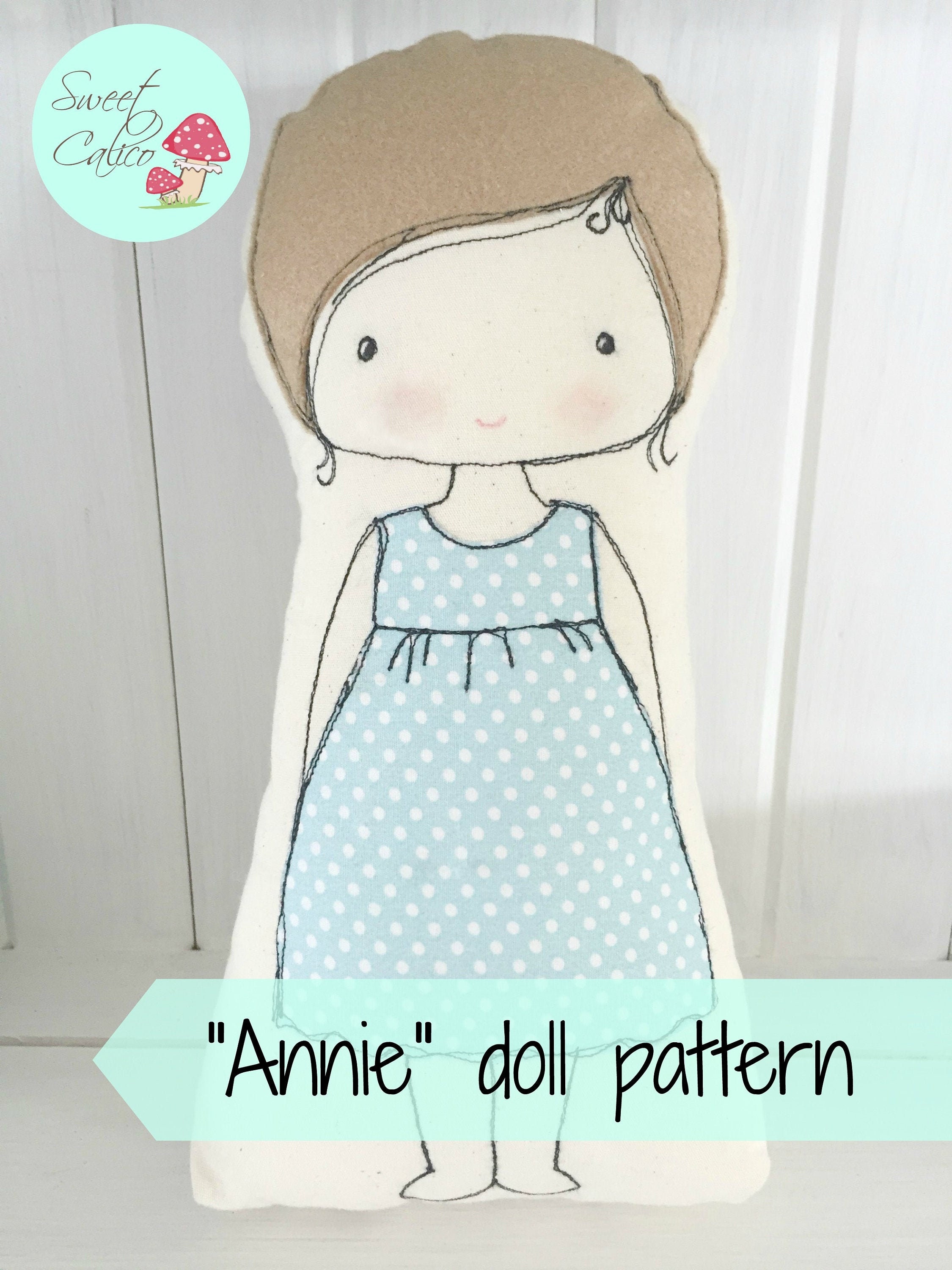 Annie Cloth Doll Sewing Pattern, Freemotion Embroidery (PDF Pattern) - Etsy