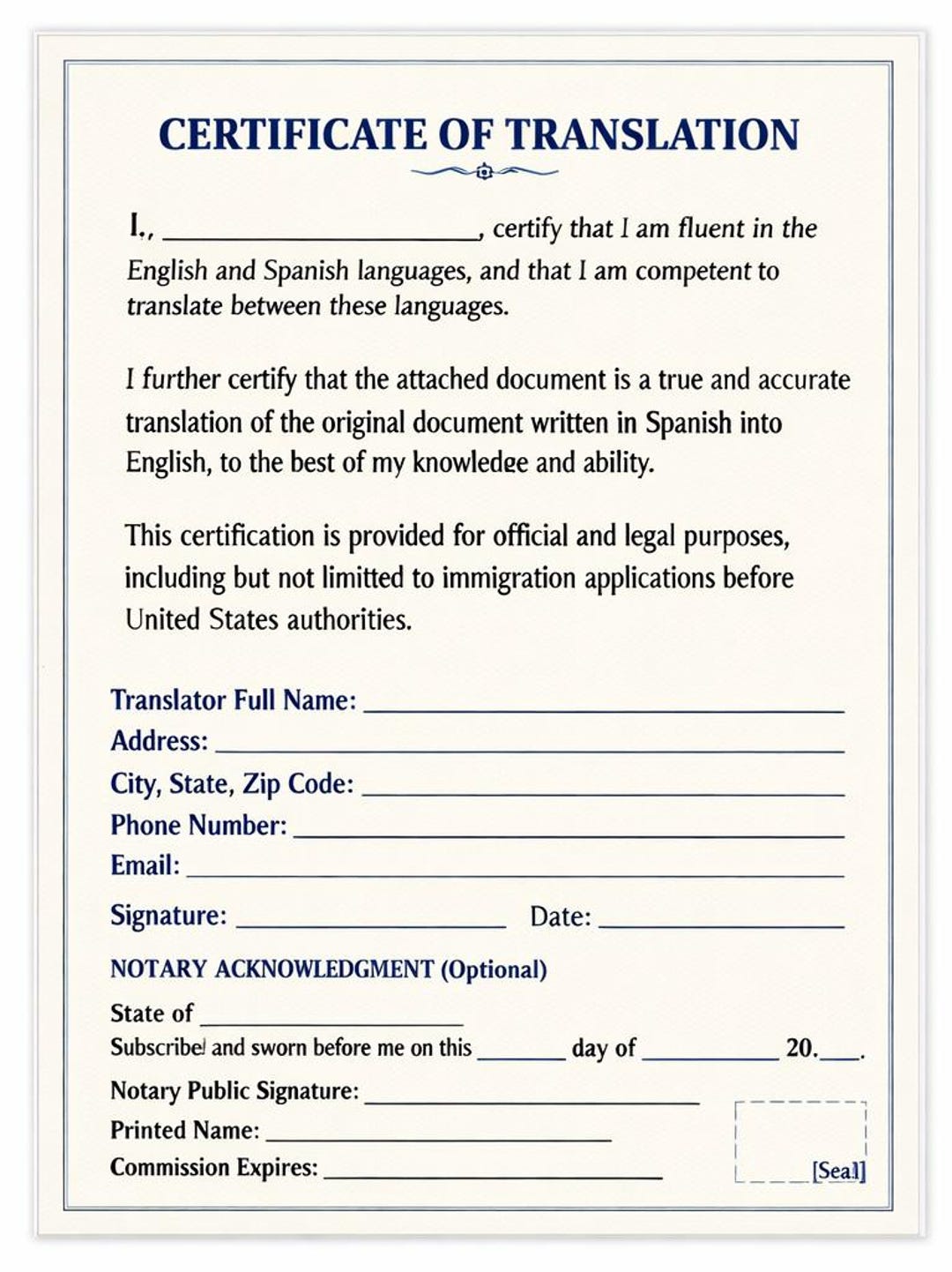 Bilingual Certificate Translation - Etsy