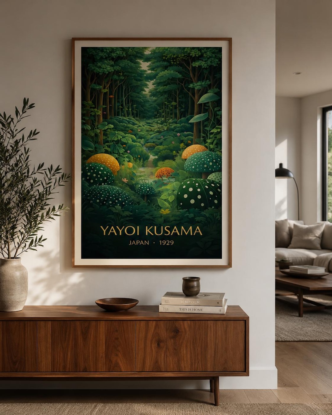 Yayoi Kusama Forest Poster | Colorful Mushroom Art Print | Japanese ...