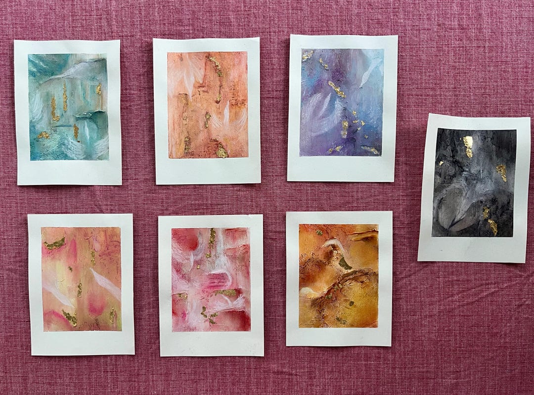 Crane Art: Gesso, Pastel & Gold Flake Painting Series - Etsy