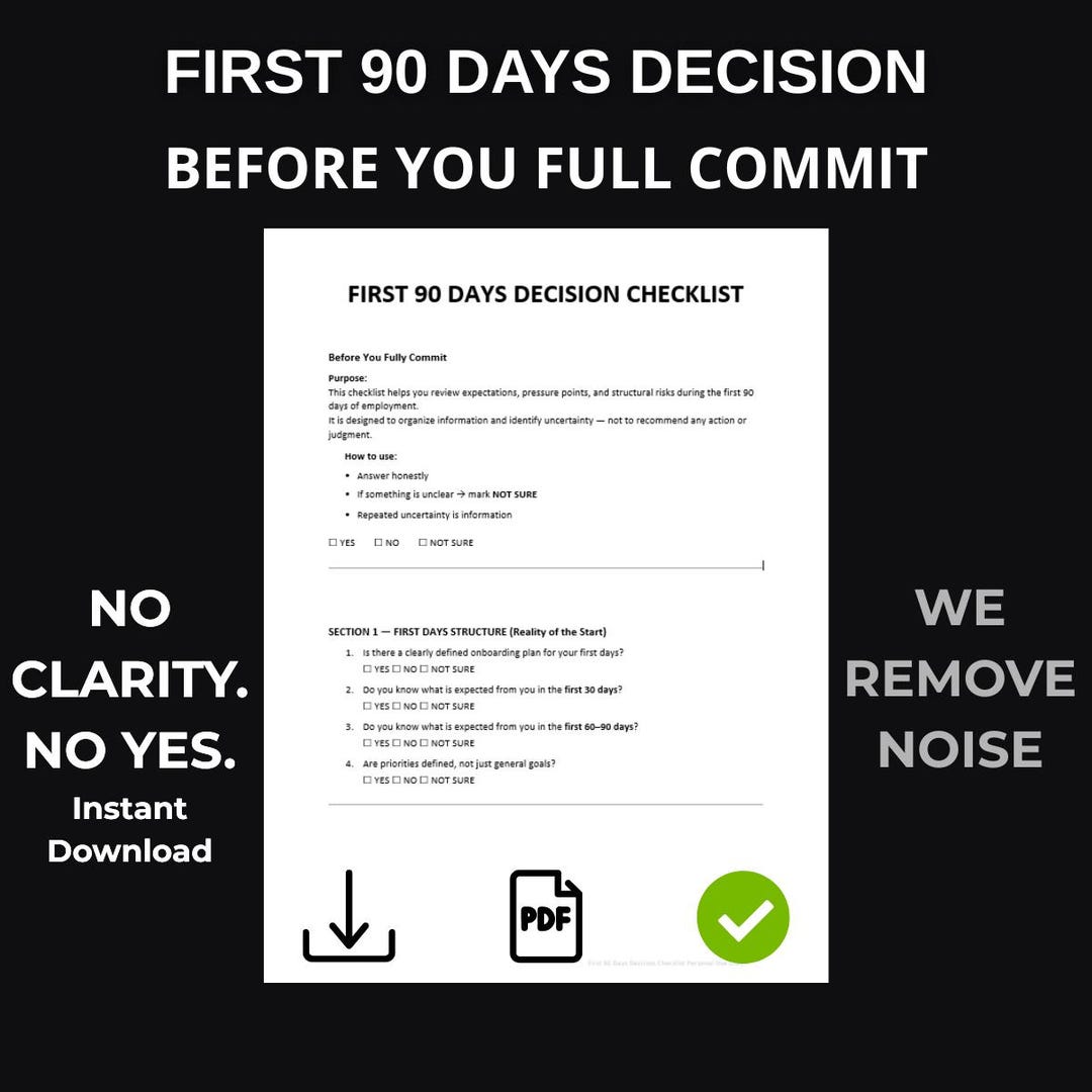 First 90 Days Decision Checklist - Before You Fully Commit - Etsy