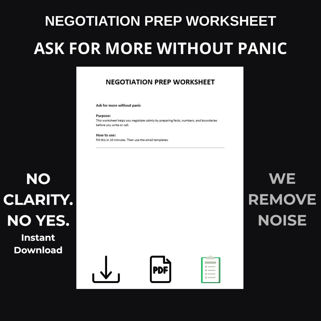 Job Offer Negotiation Worksheet | Salary & Offer Prep (printable PDF ...