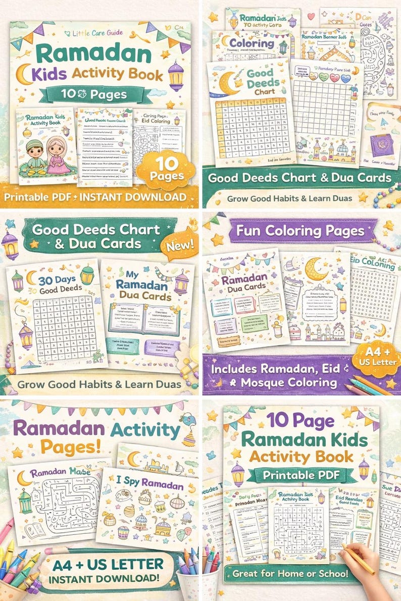 Ramadan Kids Activity Book | Islamic Coloring Pages, Maze (printable ...