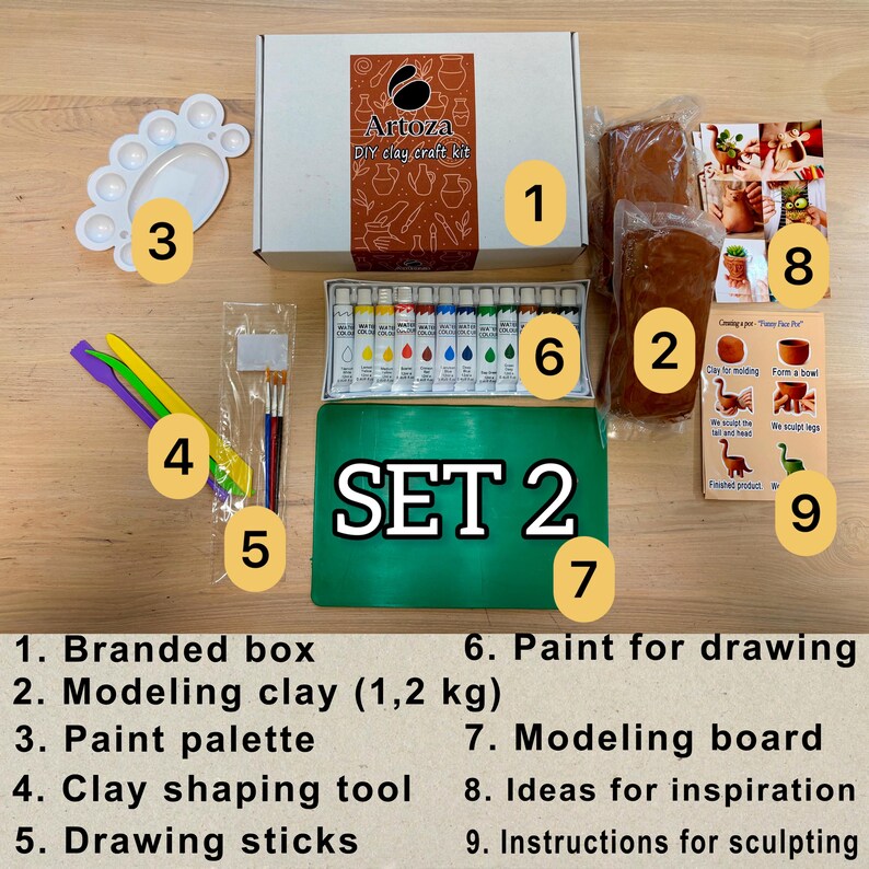 DIY Air Dry Clay Kit | Animal Plant Pot Craft - Etsy