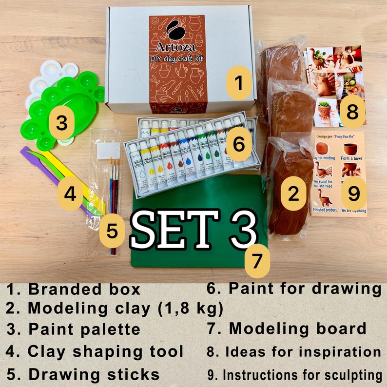 DIY Air Dry Clay Kit | Animal Plant Pot Craft Set - Etsy