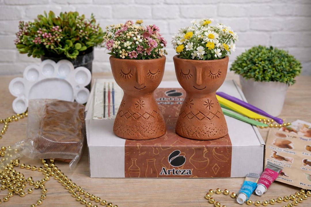 DIY Air Dry Clay Pottery Kit | Animal Plant Pot - Etsy