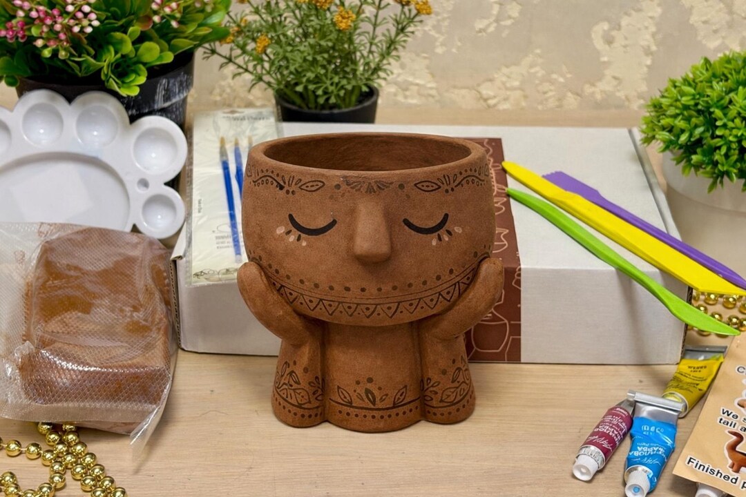 DIY Air Dry Clay Pottery Kit | Animal Plant Pot - Etsy