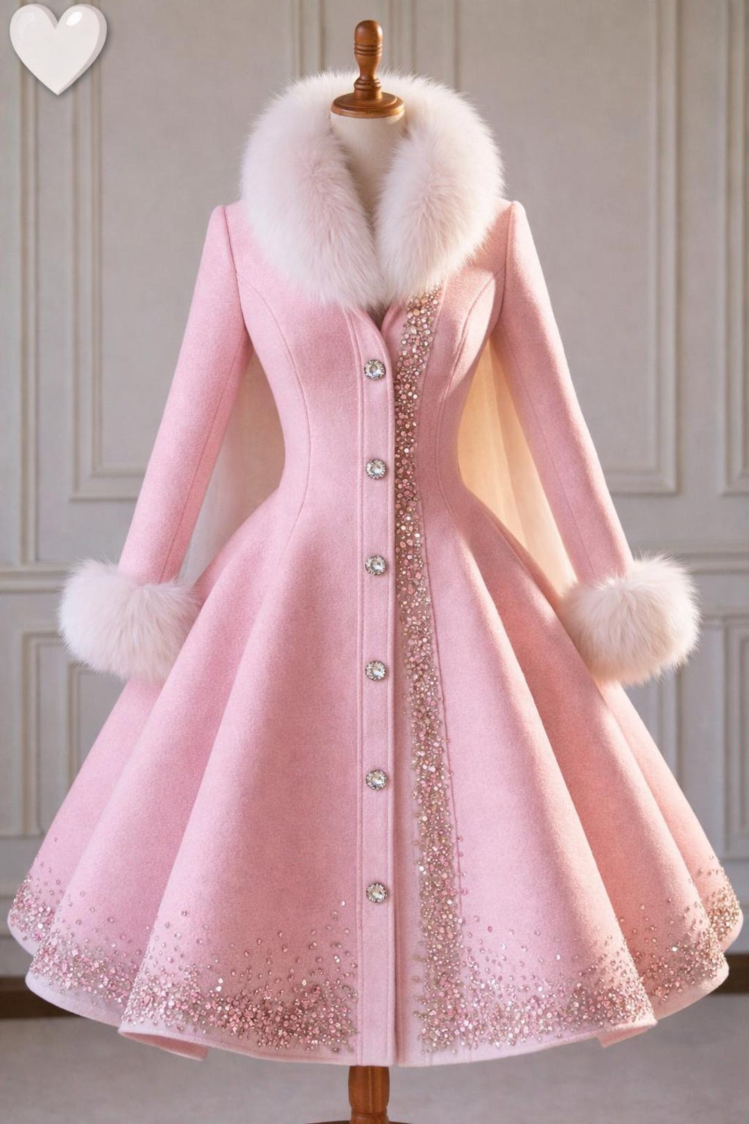 Pink Princess Coat | Faux Fur Collar, Elegant Winter Outerwear - Etsy