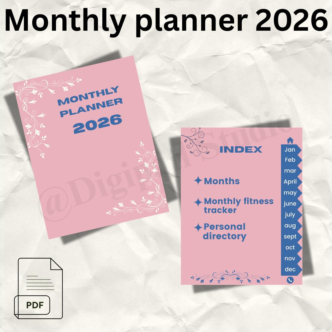 2026 Monthly Digital Planner, Hyperlinked, Fitness Tracker, Goodnotes ...