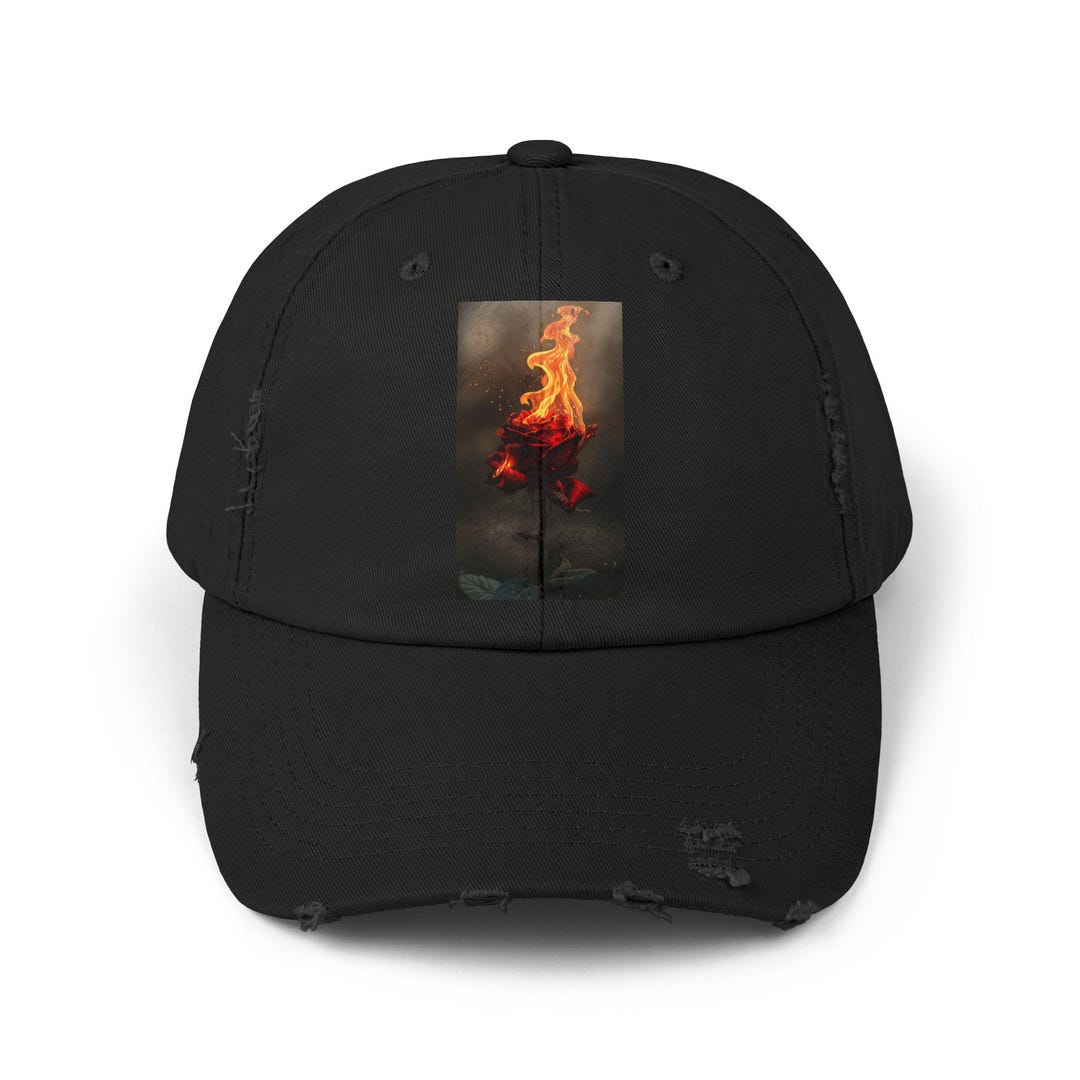 Burning Rose Cap | Flaming Flower Graphic Hat - Etsy