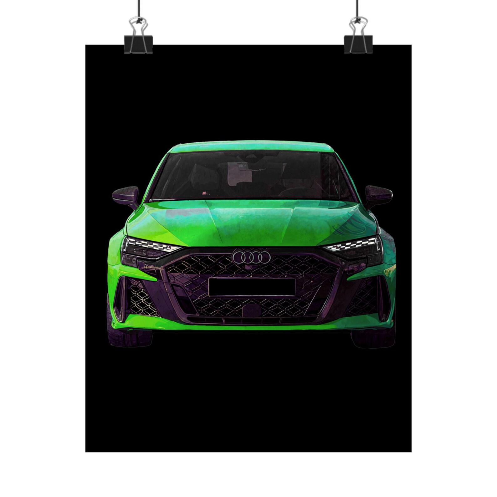 Green Audi Front View Poster Matte Vertical Poster | Car Wall Art - Etsy