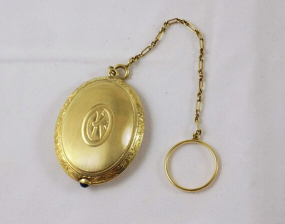 14k Gold Compact & Chain Dance Compact Vanity Case Sa… - Gem