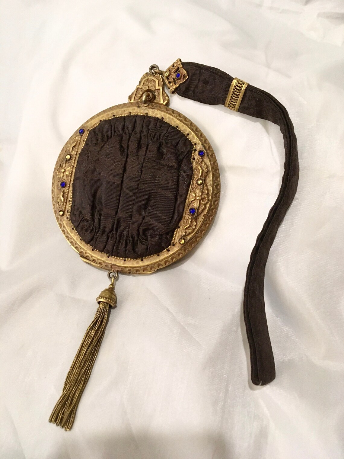 Antique Jeweled Trinity Plate Purse Dance Vanity Compact Purse Coin ...