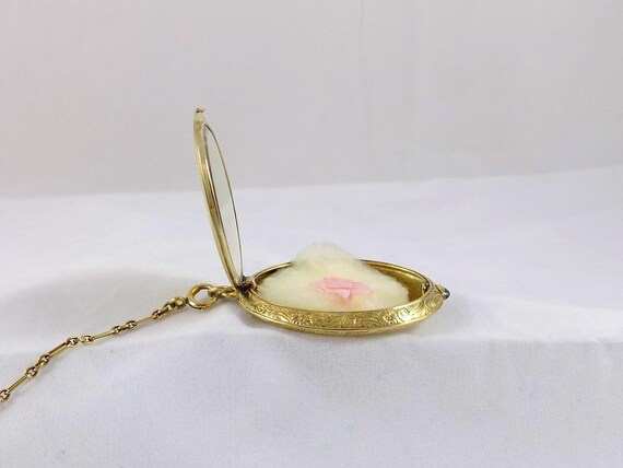 14k Gold Compact & Chain Dance Compact Vanity Case Sa… - Gem