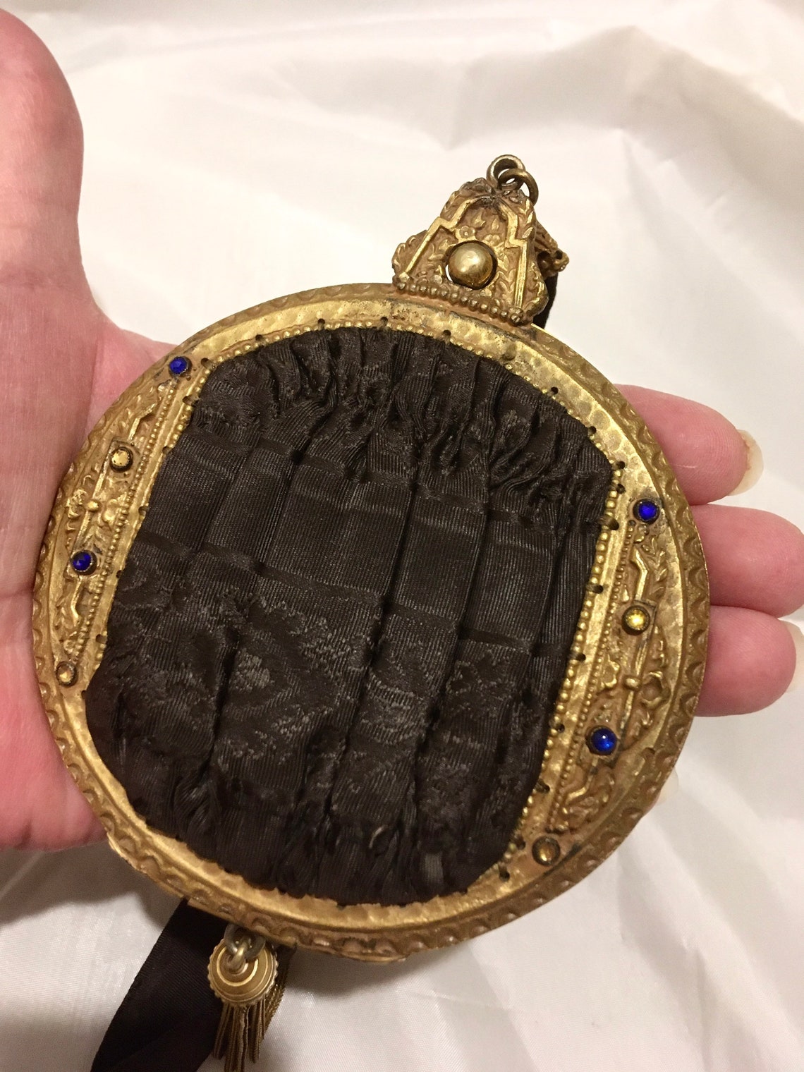 Antique Jeweled Trinity Plate Purse Dance Vanity Compact Purse Coin ...