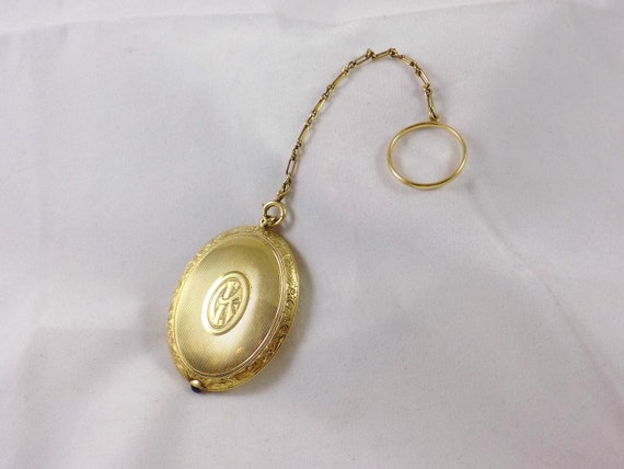14k Gold Compact & Chain Dance Compact Vanity Case Sa… - Gem