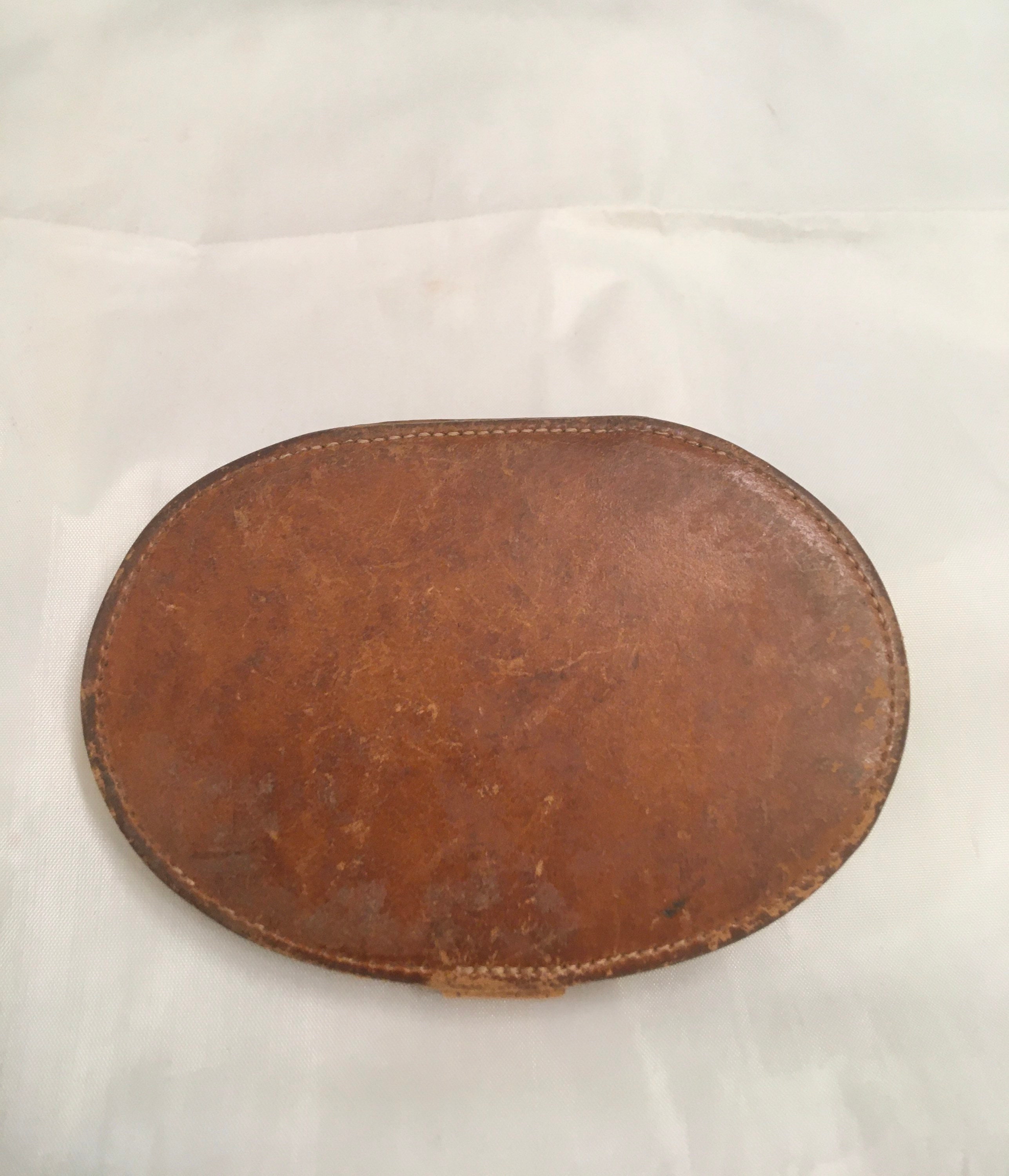 Antique Tooled Leather Powder Compact 1800s - Etsy
