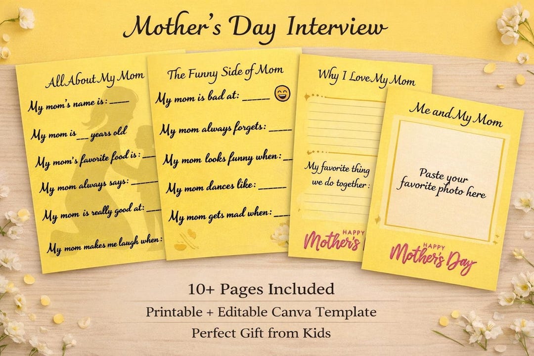 Mother's Day Interview Printable for Kids, All About Mom Questionnaire ...