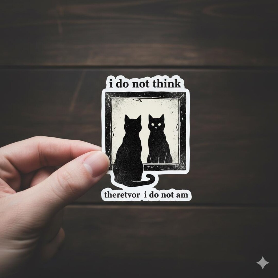 Funny Cat Sticker, "i Think Therefore I Do Not Am", Waterproof Laptop ...