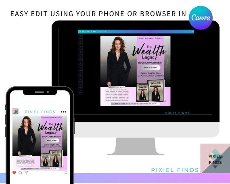 Editable Book Launch Flyer, Modern Canva Template (digital Download) - Etsy