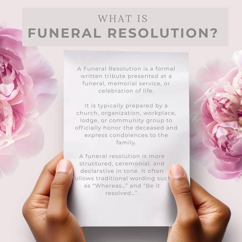 Funeral Resolution Letter for a Church or Memorial Service, Funeral ...