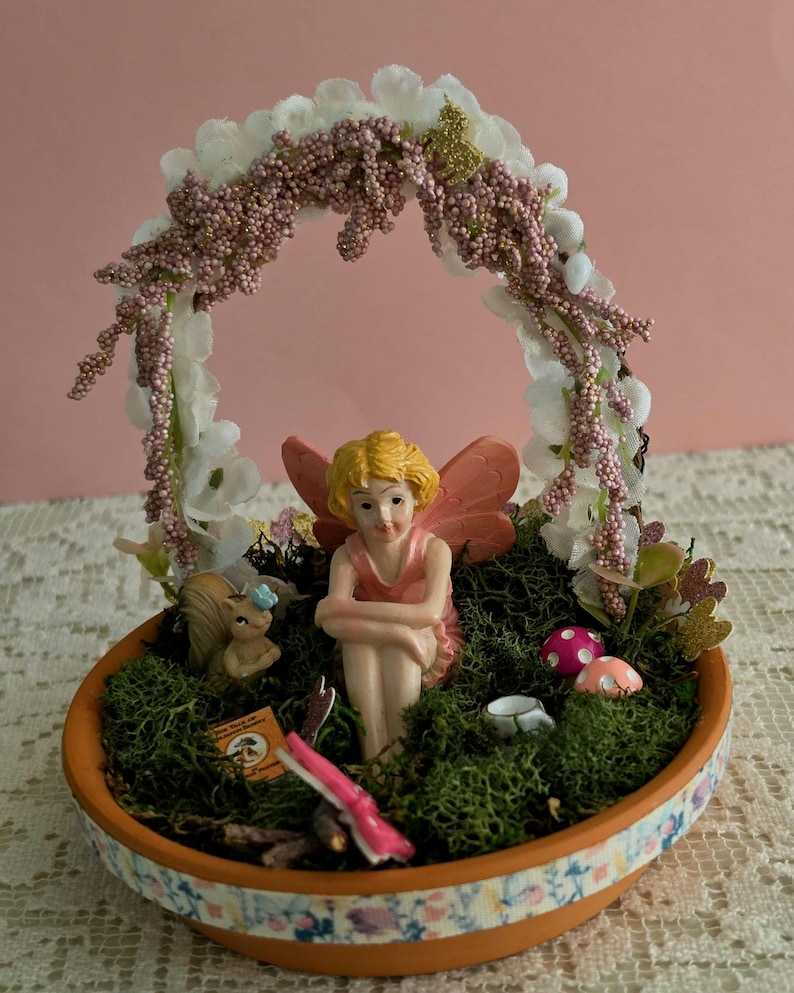 Butterfly Fairy Garden Scene |terracotta Dish Decor | Cottagecore ...
