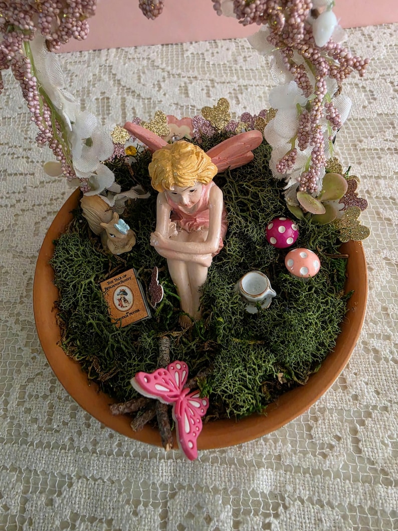 Butterfly Fairy Garden Scene |terracotta Dish Decor | Cottagecore ...